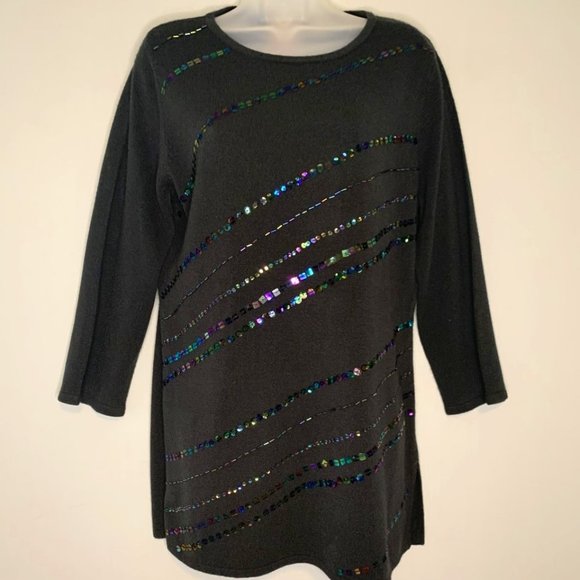 ANTTHONYS | Tops | Antthony Tunic Black Sweater With Multi Color ...